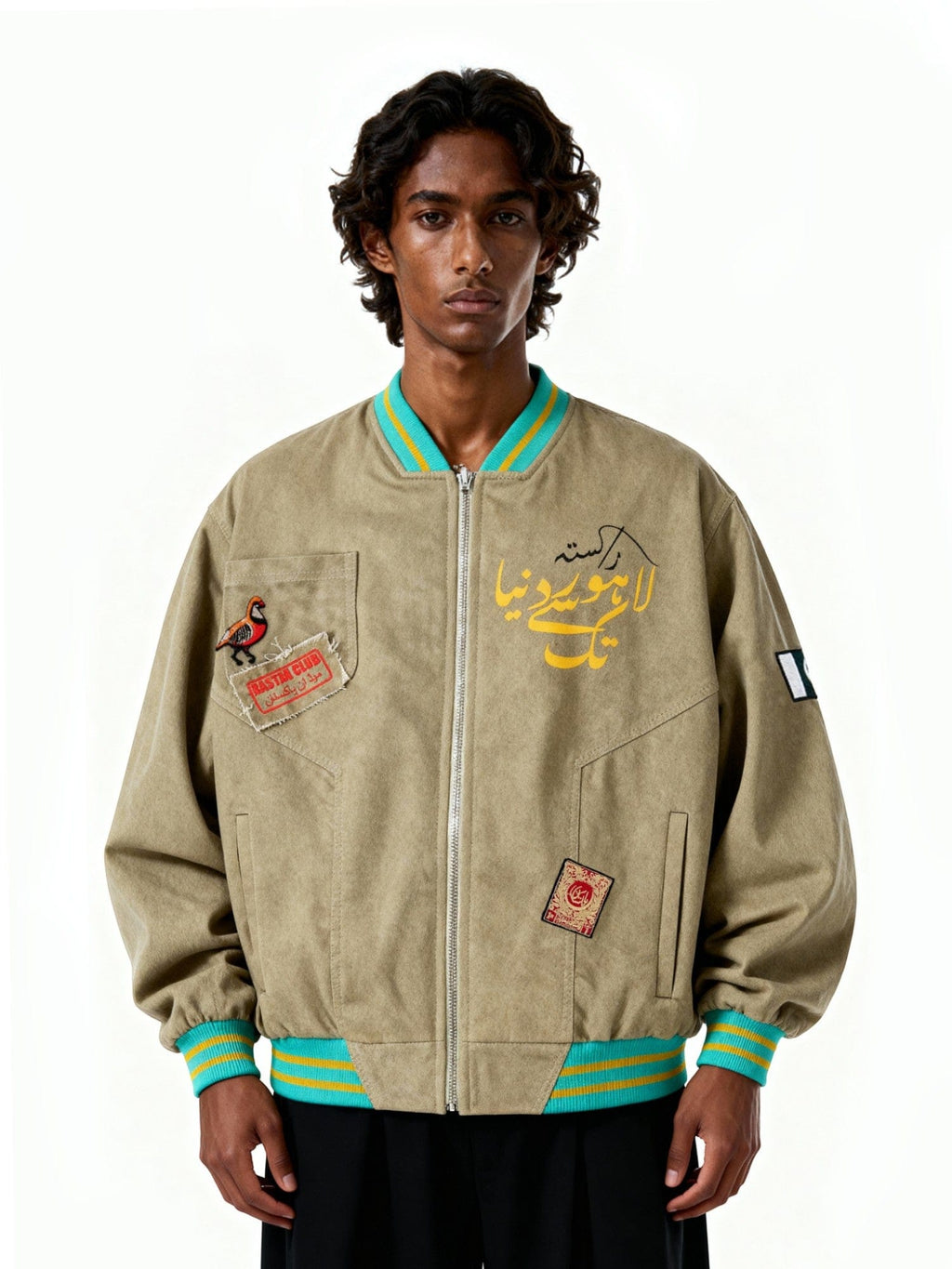 "Burnt Clouds" Embroidered Varsity Jacket – Rastah